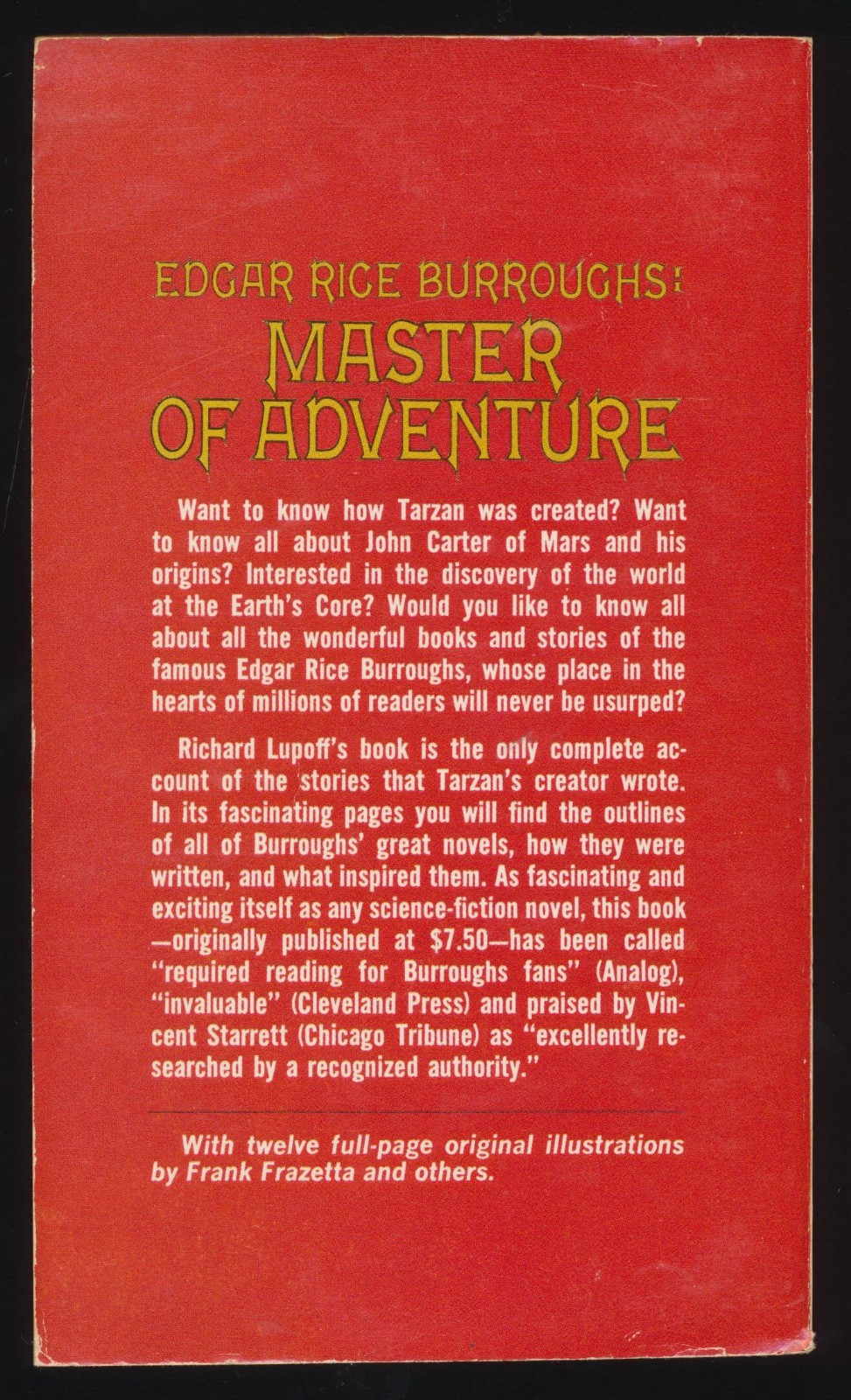 Edgar Rice Burroughs: Master Of Adventure by Richard A. Lupoff ACE N-6 ...