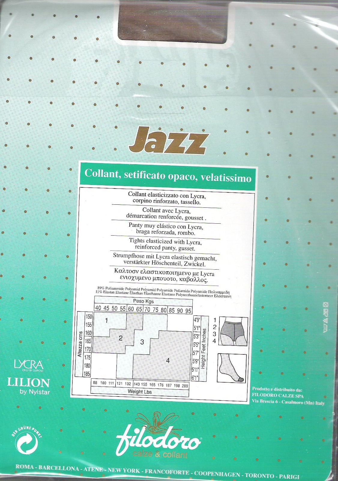 Italian Filodoro Jazz 15 Pantyhose. Ultra-Sheer. Matt. S, M, L, XL.4 ...