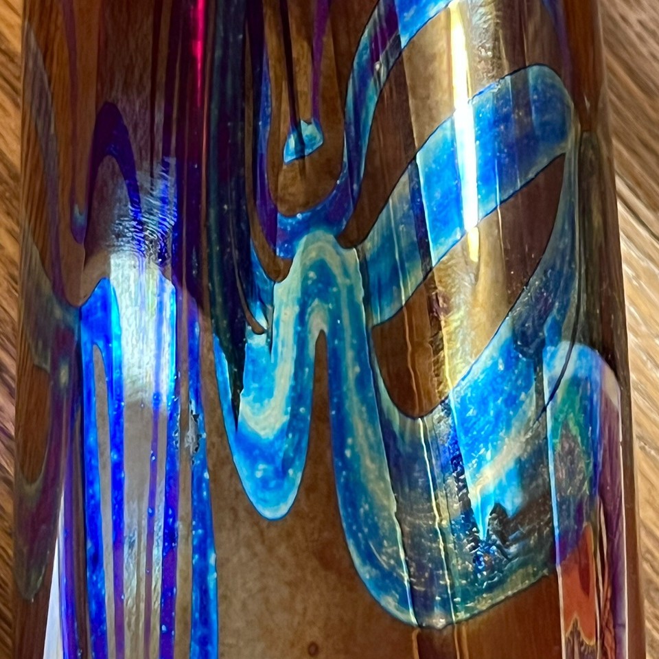 Bittersweet Glassworks Rich Miller Red Blue Iridescent Art Glass Vase ...