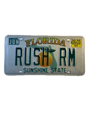Rush Limbaugh Vanity Plate Vintage Florida License Plate “Rush Rm ...