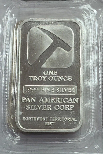 (ONE) 1 Oz. PAN AMERICAN SILVER BAR 0.99 FINE BULLION SEALED ...