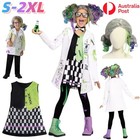 Kids Mad Scientist Cosplay Costume Crazy Science Lab Outfit Dress Wig ...