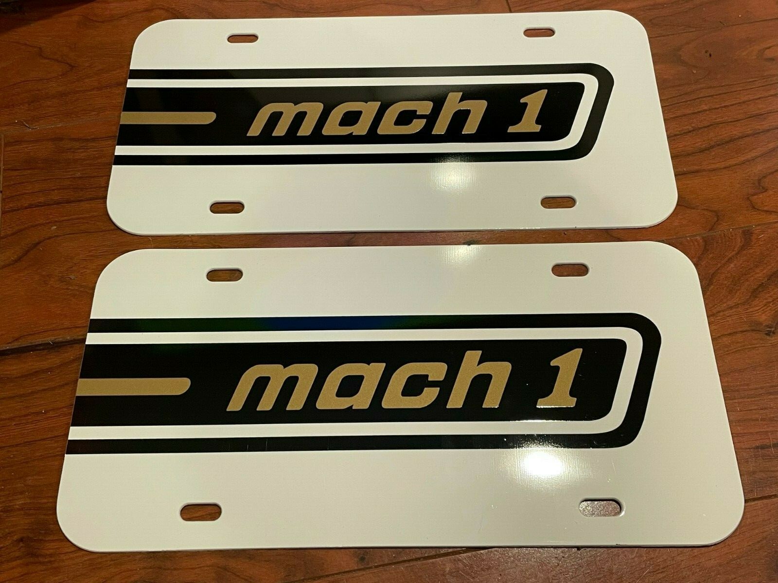 1969 FORD MUSTANG MACH 1 SIDE STRIPE LICENSE PLATES 2PC LOT BLACK W ...
