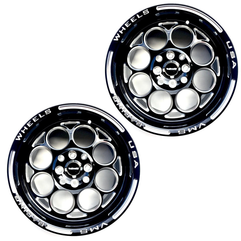 2x 15X8 MODULO RACING RIMS WHEELS BLACK MILLING 4X100 ET20 FOR ACURA ...