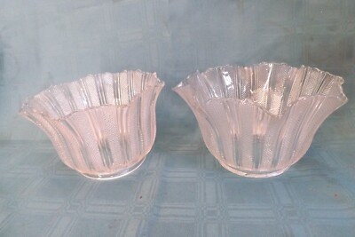 Antique Gas Shade Pair Gas Shades Diamond Striped Press Glass 4" Fitter ...