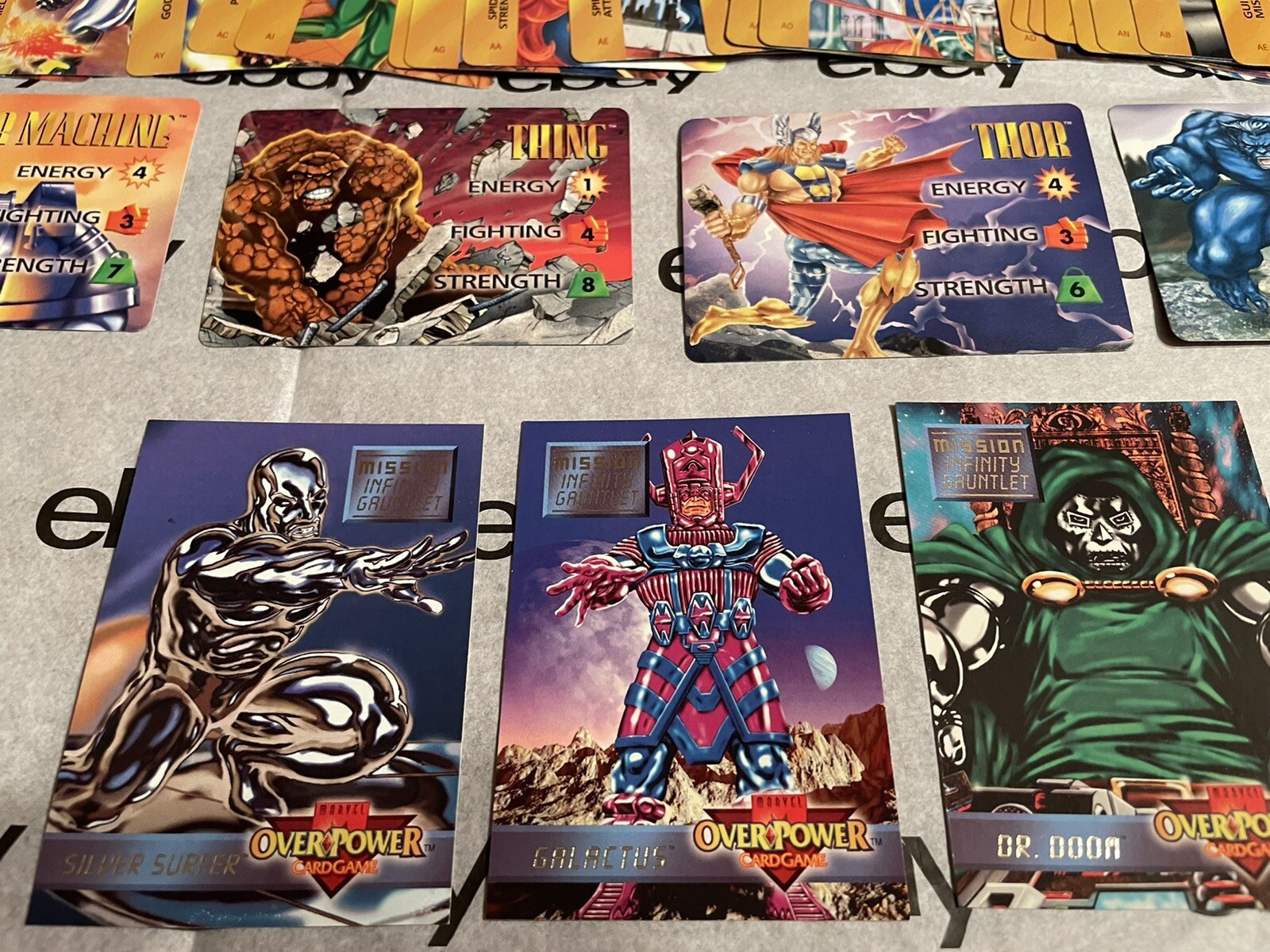 Marvel Overpower card Game 1995 Vintage lot of 92 Cards With 7 Card ...