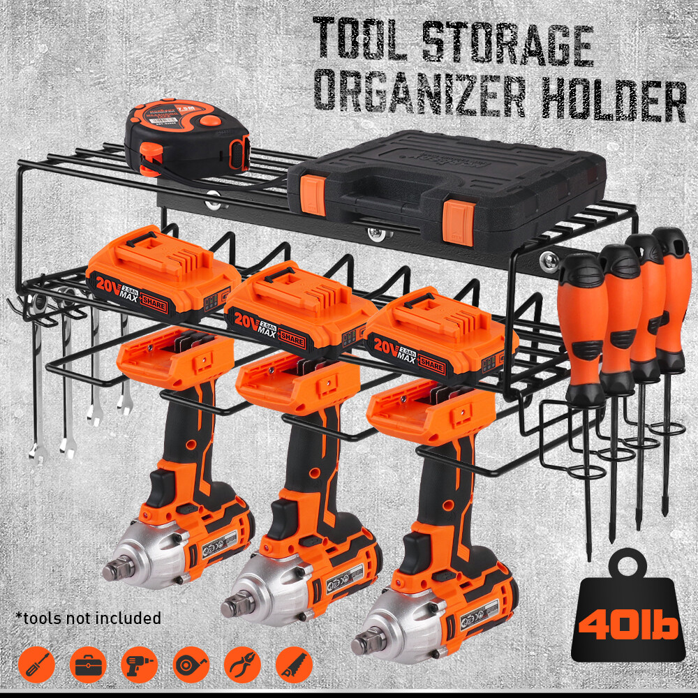 Power Tool Organizer Drill Holder Wall Mounted Storage Rack 3 Layers ...