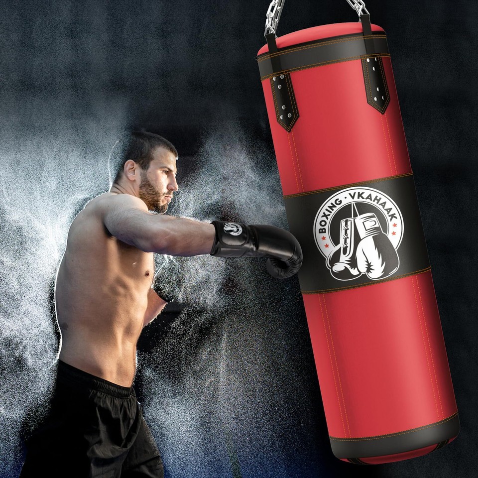 Heavy Duty Punching Bag Training Gloves Set 4FT Boxing MMA Fitness ...