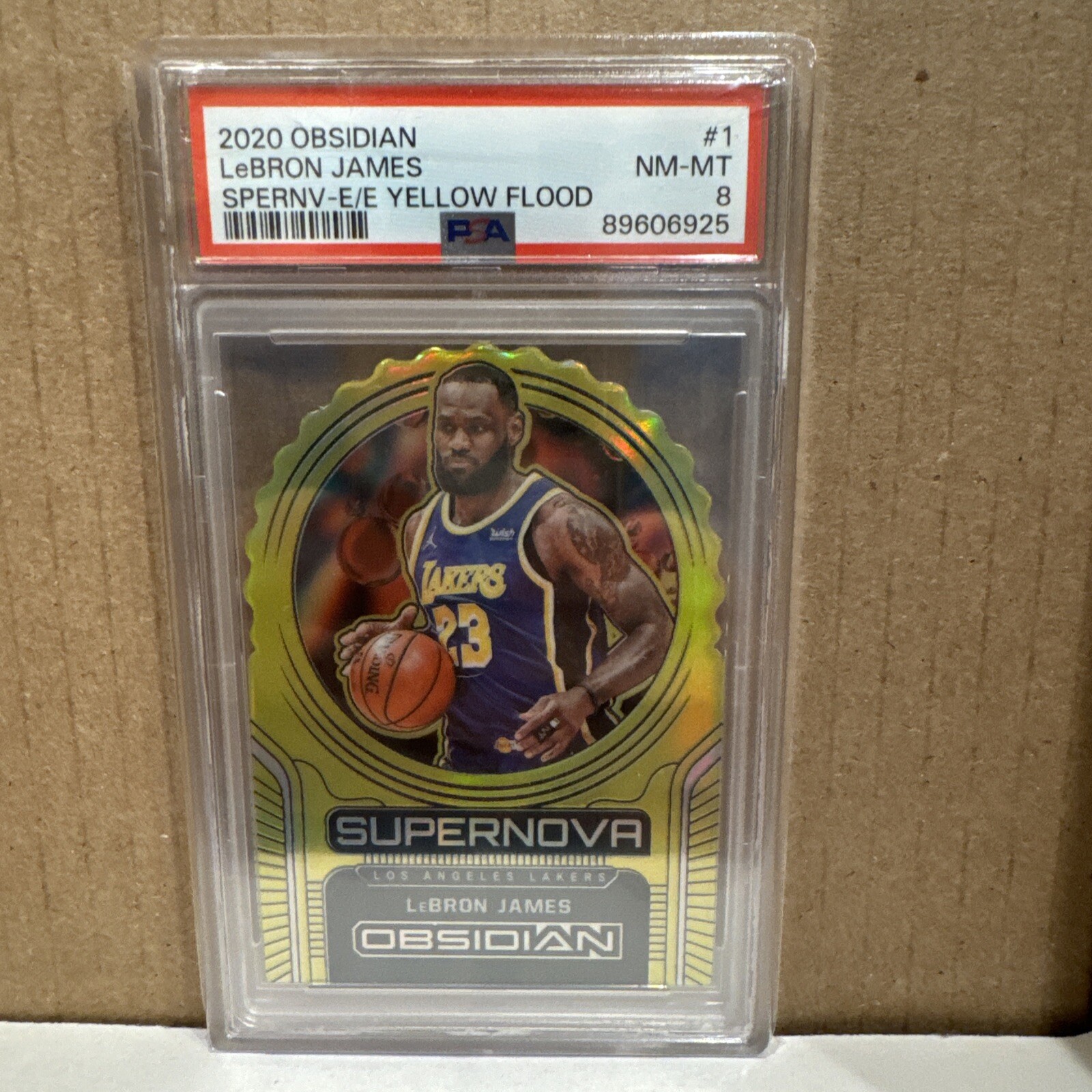 Lebron James 2020-21 Obsidian Supernova Electric Etch Yellow Flood PSA ...