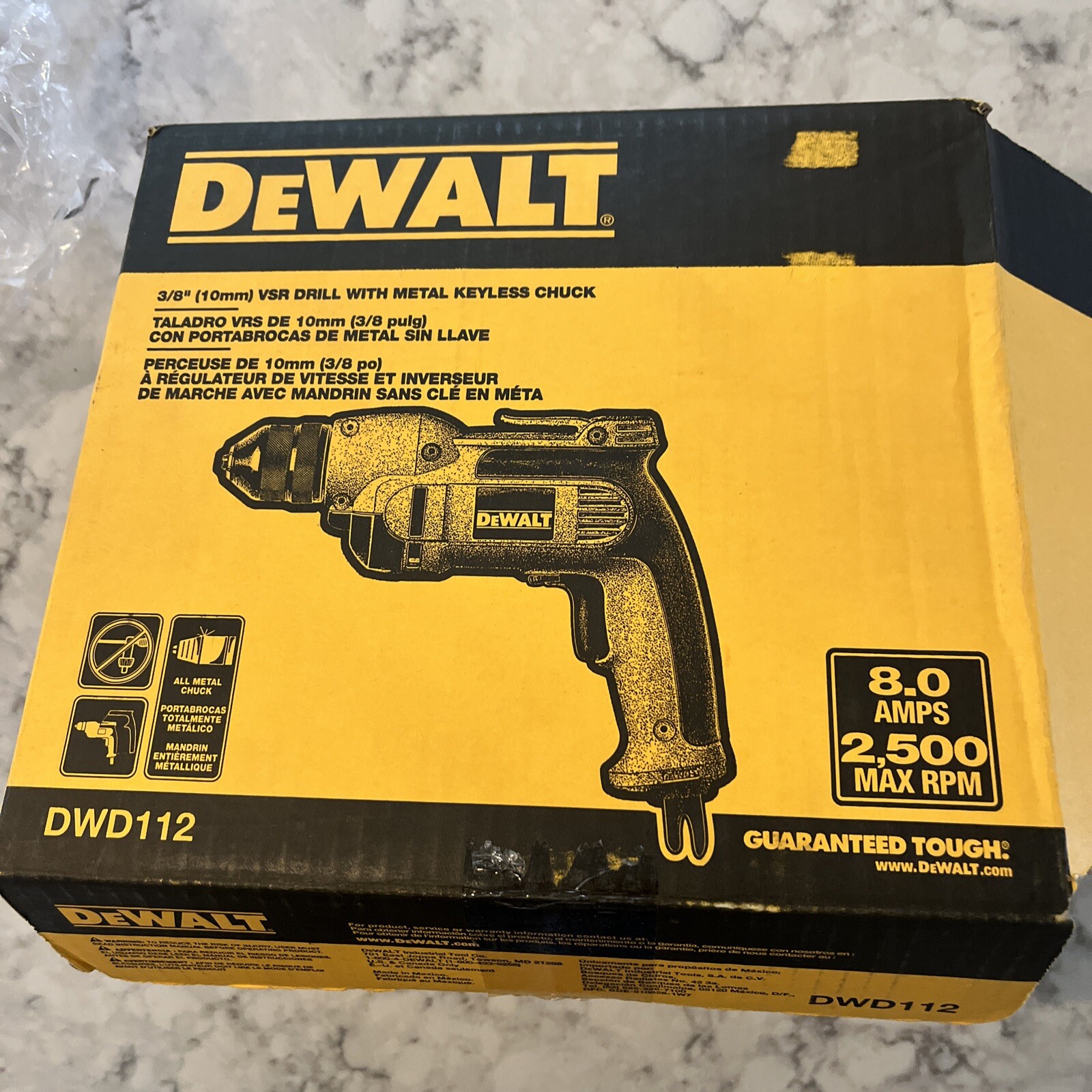 NEW DEWALT DWD112 3/8" VSR ELECTRIC 7 AMP DRILL KEYLESS Open Box Corded ...