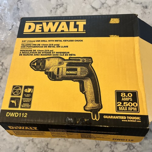 NEW DEWALT DWD112 3/8" VSR ELECTRIC 7 AMP DRILL KEYLESS Open Box Corded ...