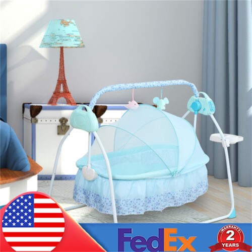 Crib Infant Rocker Cot w/ Bluetooth 0-18 Months Electric Swing Bed Baby ...