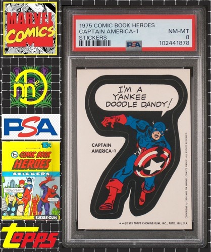 1975 Topps Marvel Comic Book Heroes Stickers - Captain America-1 - PSA ...