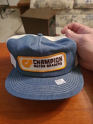 Vintage K Products Champion Motor Graders Mesh Snapback Denim Patch ...
