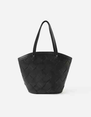 Monsoon Accessorize Cross-weave tote bag black handbag weekender gym ...