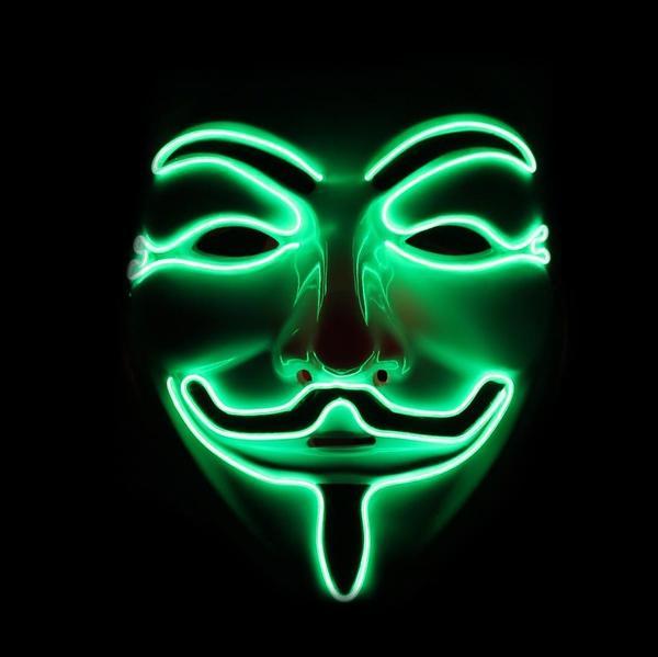 LED Halloween Mask Vendetta Light Up ANONYMOUS MASK Guy Fawkes Mask LED ...