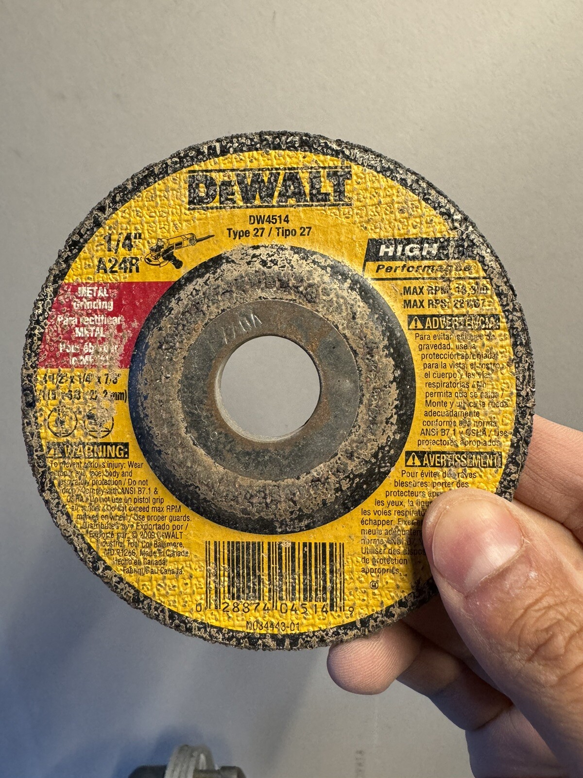 Dewalt DW4514 HPMetal Grinding Wheel 4-1/2-in x 1/4-in x 7/8-in (2PK ...