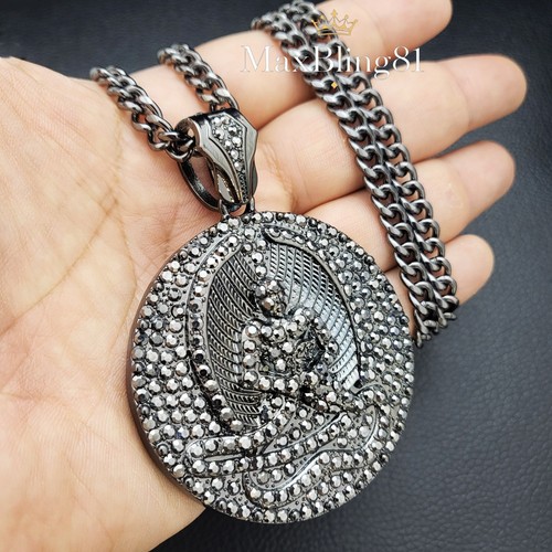 ICED BLACK 2PAC EUPHANASIA PENDANT & 6mm 36" CUBAN CHAIN HIP HOP ...