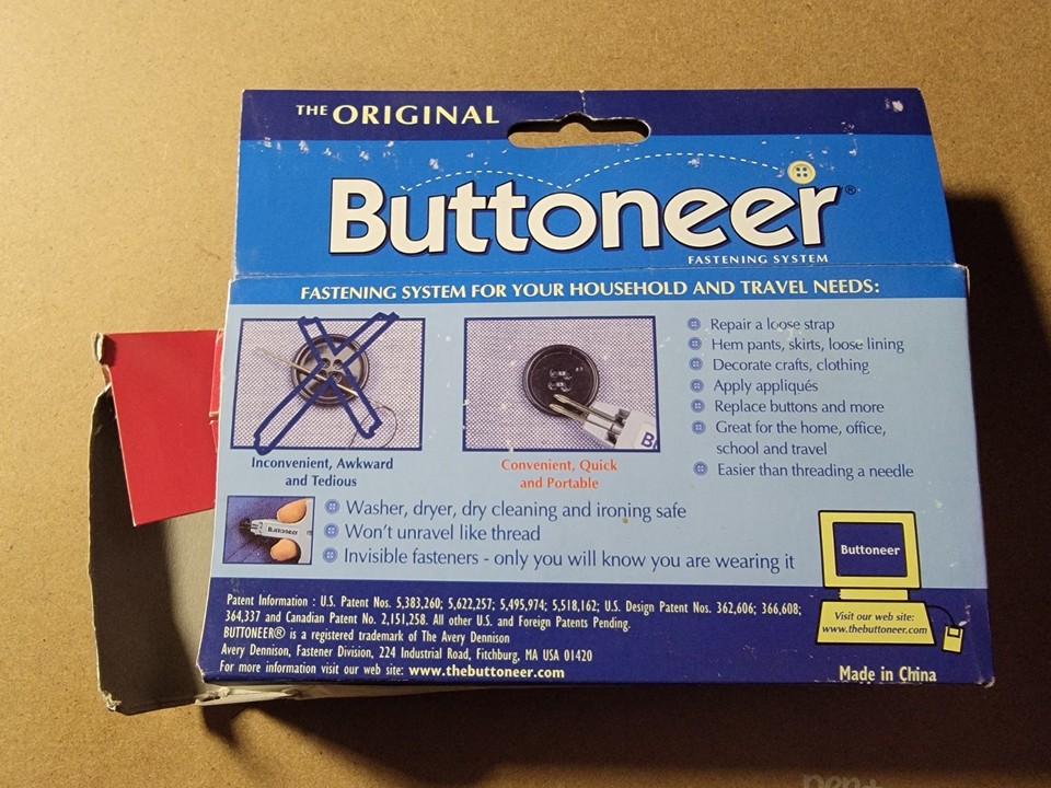 The Original Buttoneer Avery Dennison Fastening System As Seen on TV | eBay