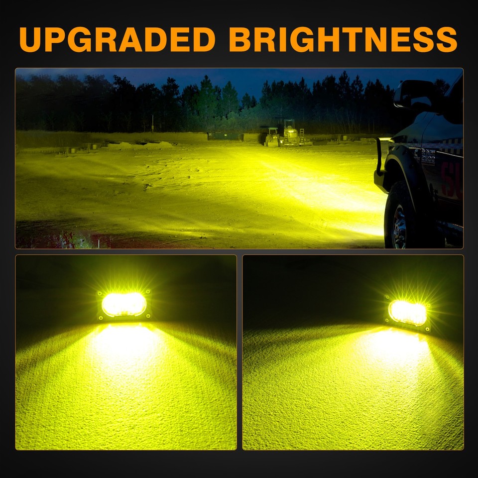 2x 3inch LED Cube Pods Work Light Bar Flood Beam Driving Fog Amber ...