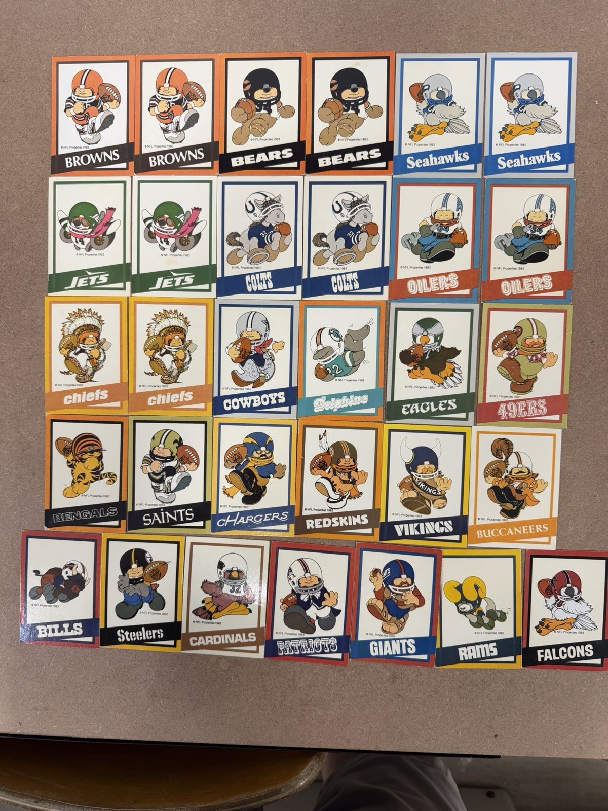 NFL Properties 1983 Avon Team Mascots NFL Huddles 31 Cards some doubles ...