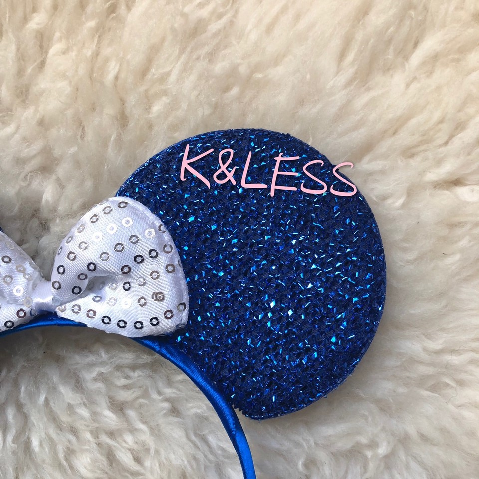 12pc Mickey Mouse Ears Blue Sparkle Headbands Birthday Favors Minnie ...