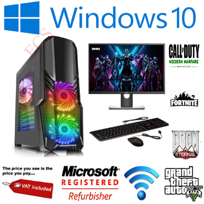 ULTRA FAST i5 i7 Desktop Gaming Computer PC 2TB 16GB RAM GTX 1050Ti ...