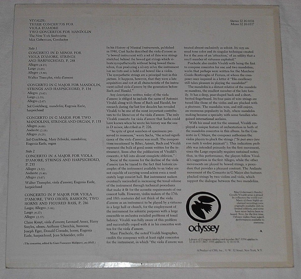 MAX GOBERMAN-Vivaldi (1972) ODYSSEY LP | eBay