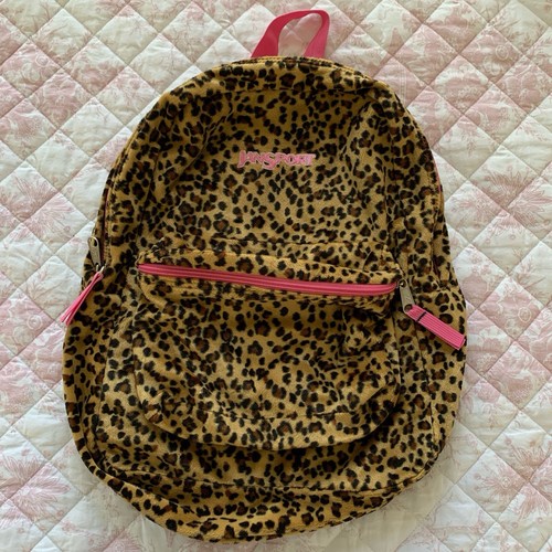 vintage jansport leopard animal print fuzzy full-sized backpack | eBay