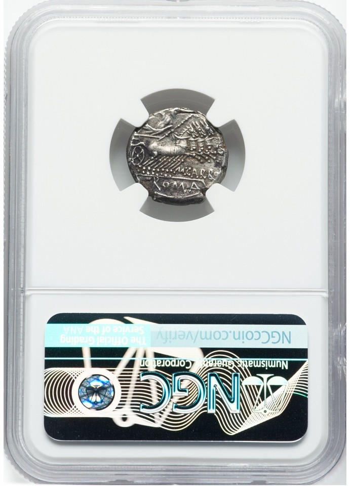 ROMAN REPUBLIC M Papirius Carbo Ancient NGC AU Roma Zeus QUADRIGA ...
