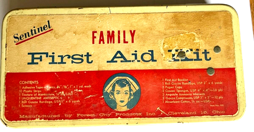 Vintage Sentinel Family first aid kit metal box - with Nurse | eBay