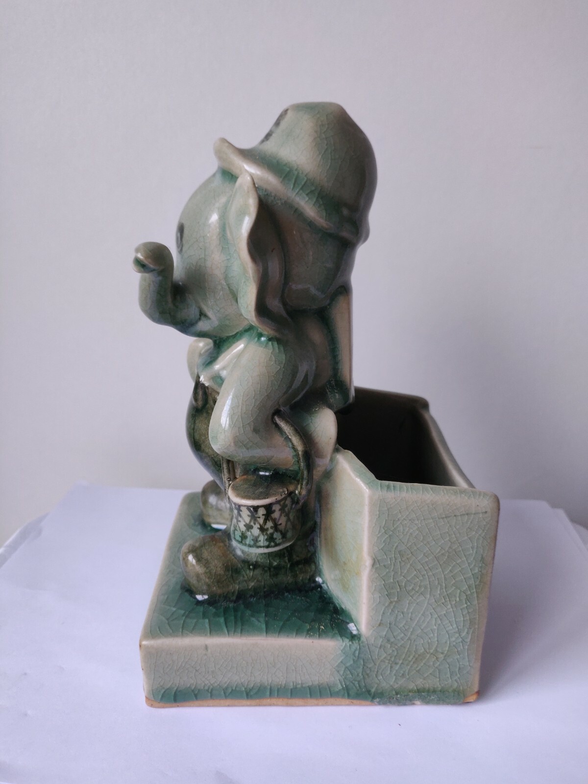 Vintage green Pottery elephant pot | eBay UK