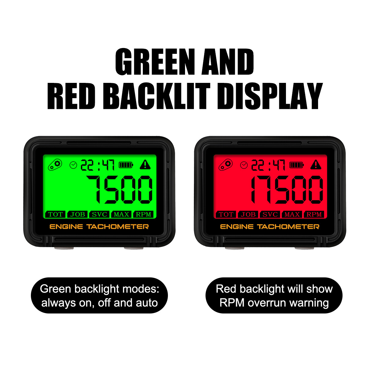 New LCD Digital RPM Tach Hour Meter Tachometer Gas Engine Maintenance 2 ...
