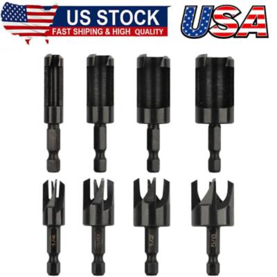 8 Pack Wood Plug Cutter Drill Bit Set, Straight and Tapered Taper ...