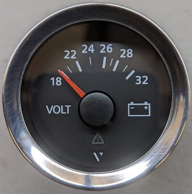 *NEW* VDO-Veratron Voltage Gauge 18v-32v Black Dial w/Stainless Steel ...