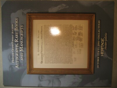 Heritage Auction Catalog October 2006, Autographs, Rare Books and ...