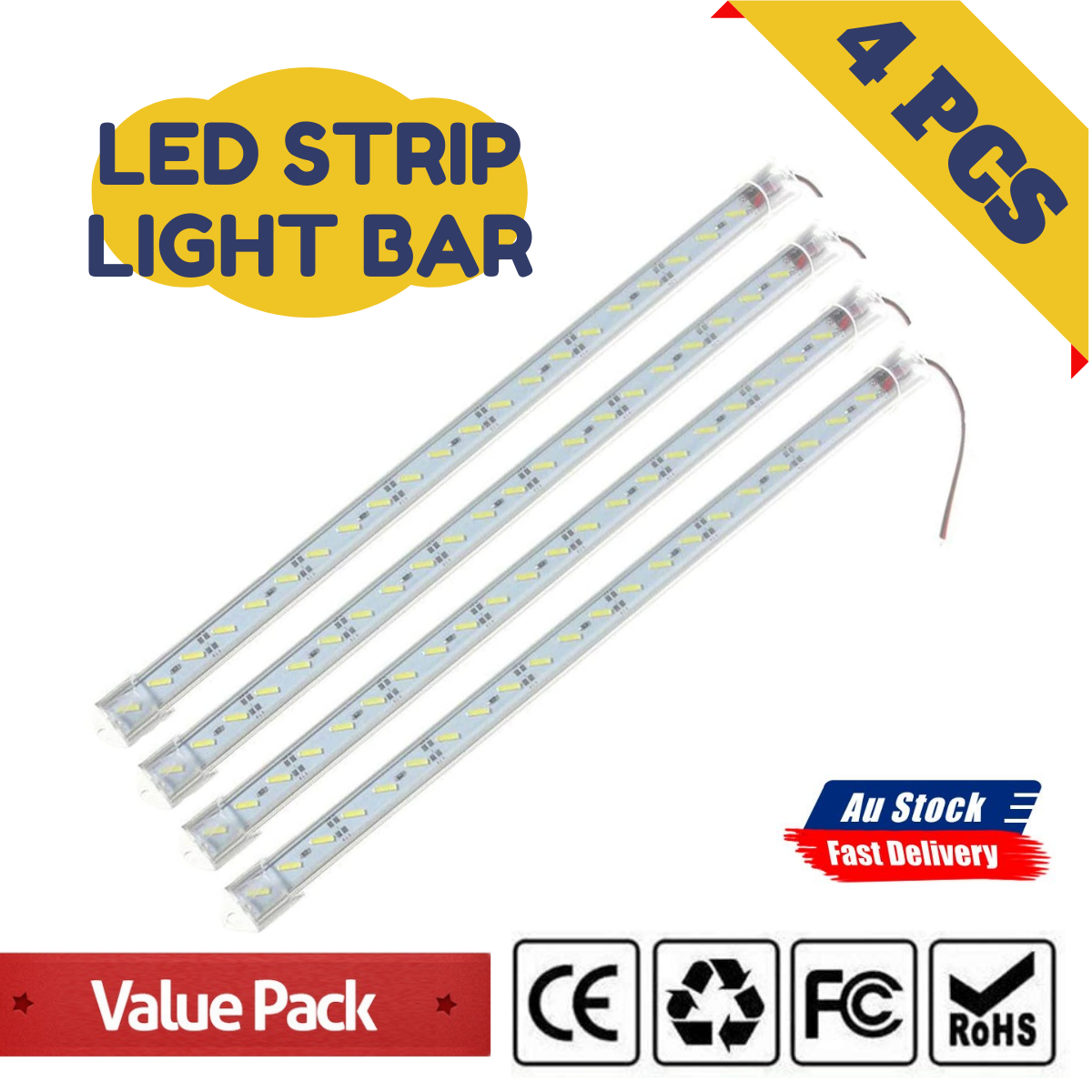 4x LED Strip 50CM 12V 8520 Light Bar Caravan 4WD Camping Boat Fishing ...