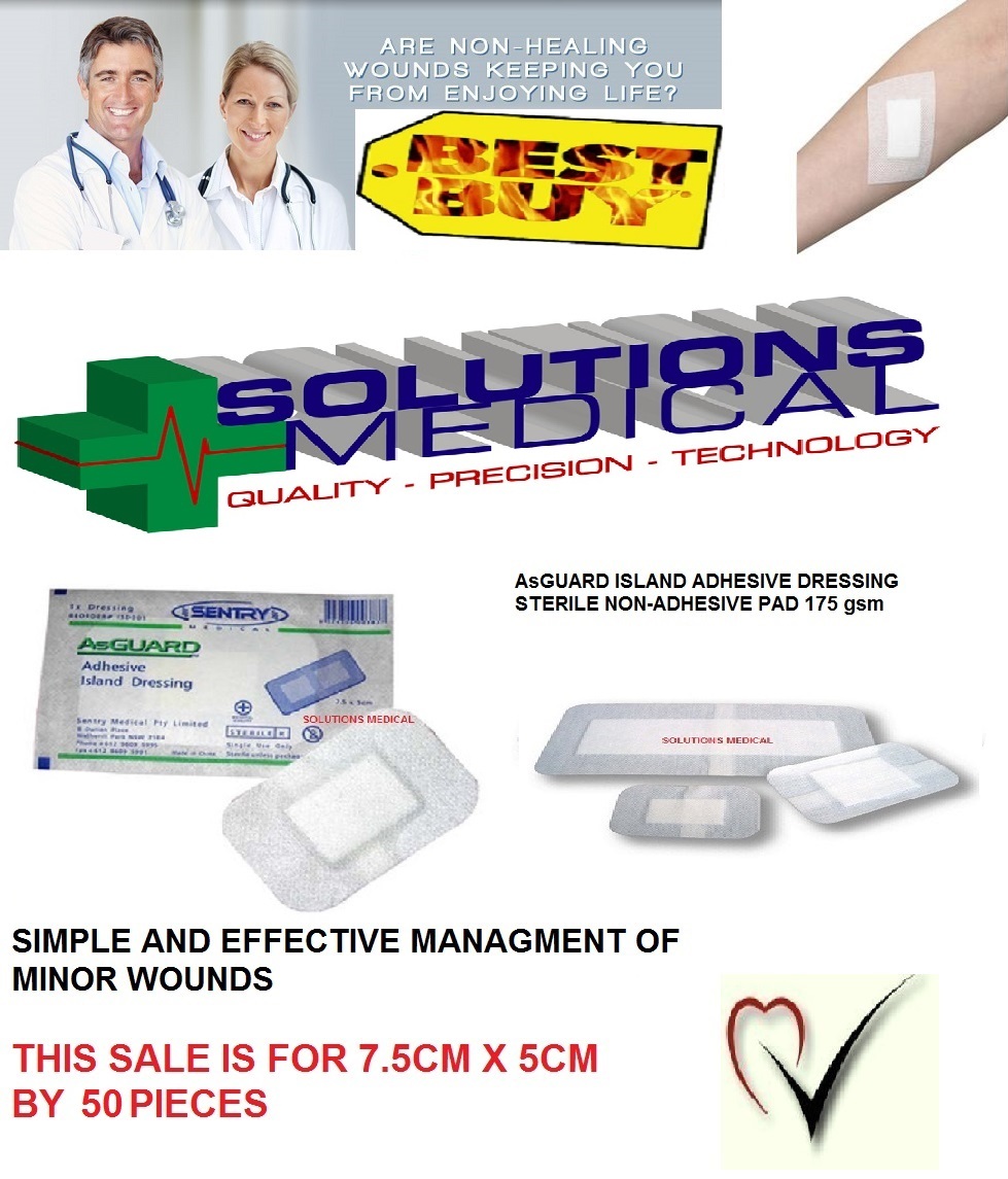 Island Adhesive Dressing 7.5cm X 5cm Sterile Asguard Flex Dressing (X50 ...