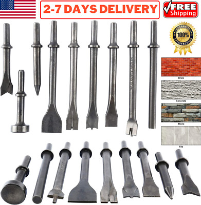 Pneumatic Chisel Set Air Hammer Punch Chipping Bits Drill Tool Concrete ...