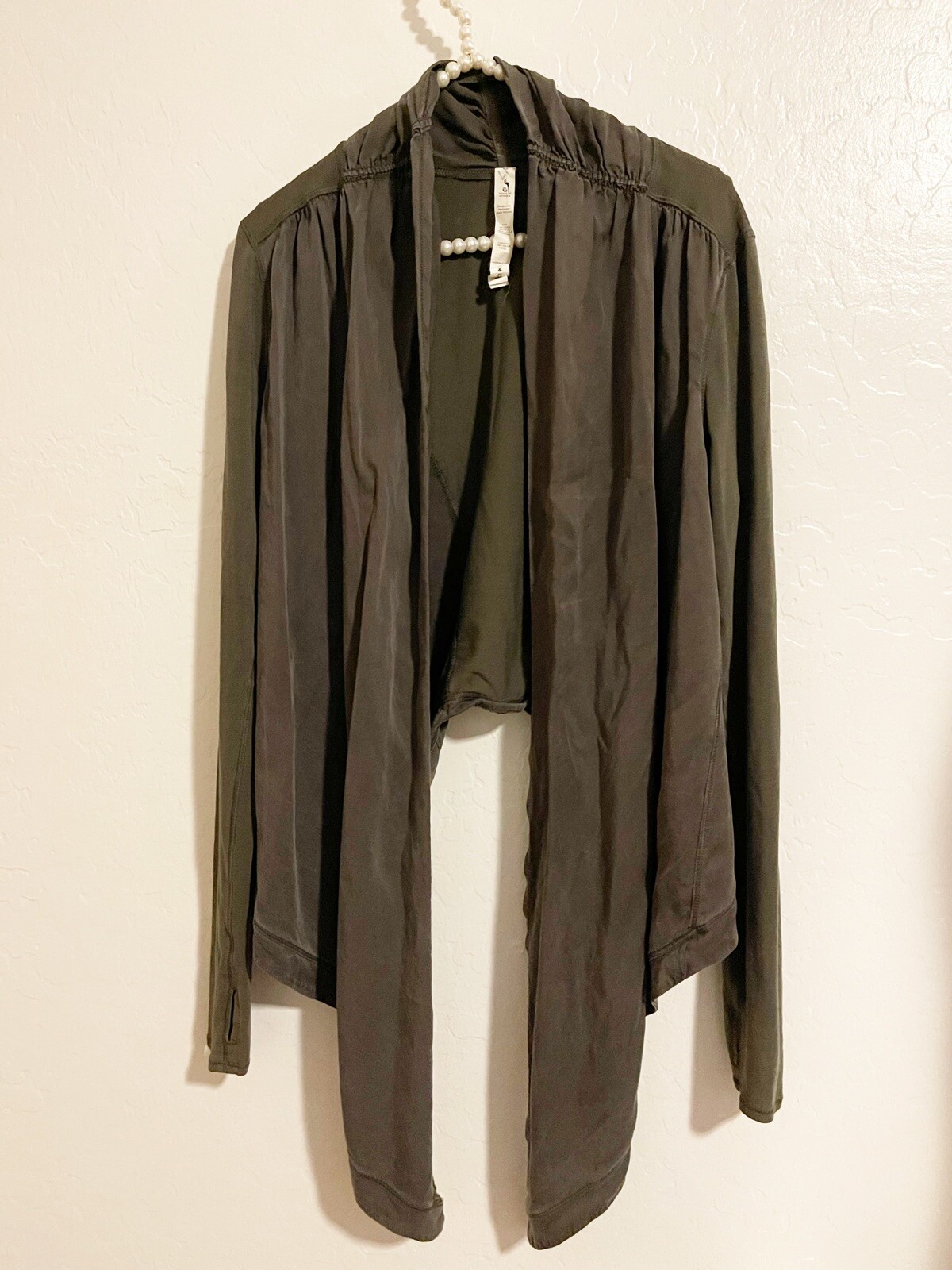 Lululemon Draped Open-Front Olive Khaki Wrap Top Laye… - Gem