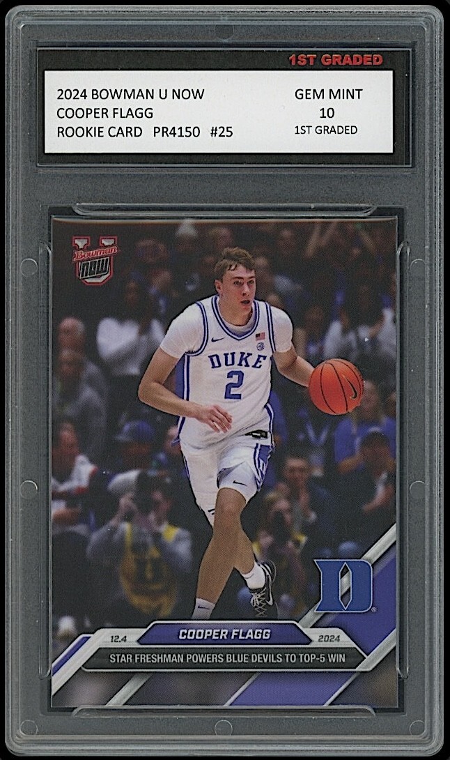 Cooper Flagg 2024 Bowman U Now 1st Graded 10 Rookie Card RC #25 Duke ...