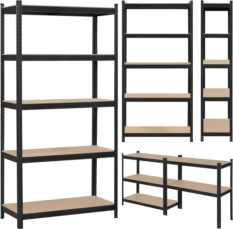 30" x 59" x 12" 5-Tier Metal MDF Garage Storage Shelf Garage Shelving ...