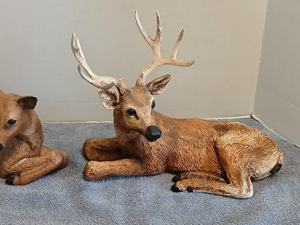 Vintage 1980's Homco Resin Deers Buck / Doe Figurines Home Interiors | eBay