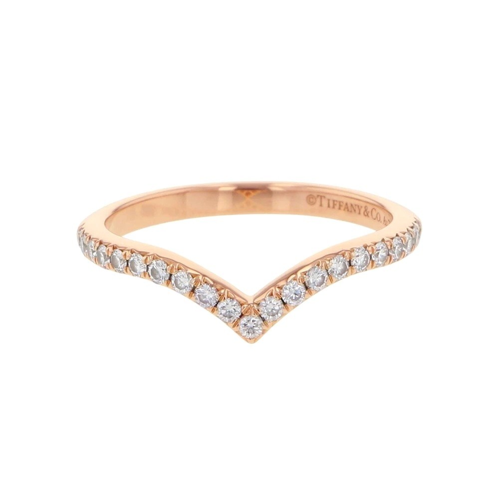 TIFFANY & Co. Soleste 18K Rose Gold Diamond V Ring 4.5 | eBay