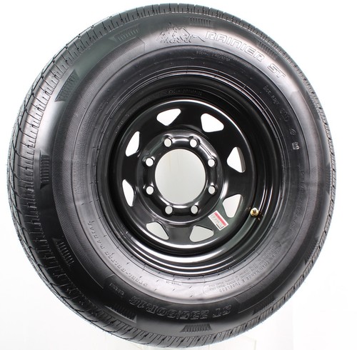Radial Trailer Tire Black Rim ST235/80R16 Load Range E 8 Lug 6.5 Spoke ...