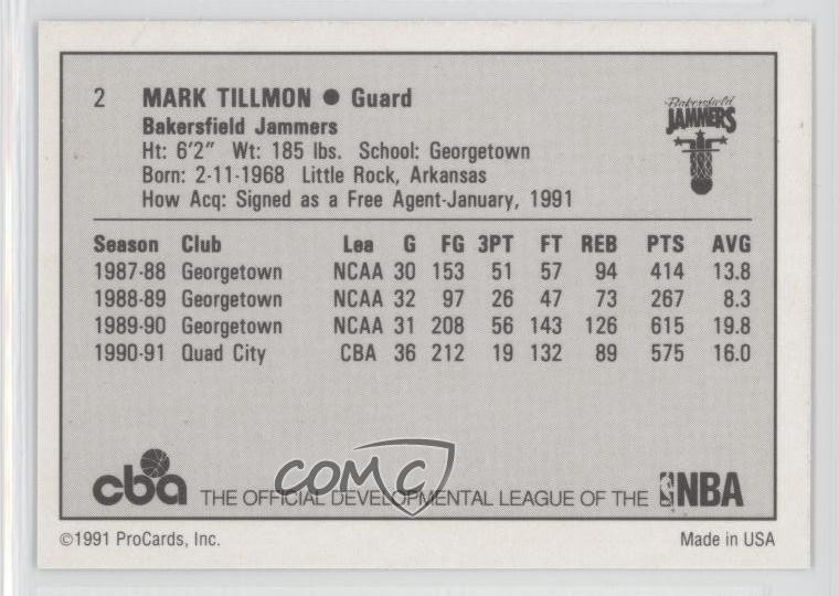 1991-92 ProCards CBA Mark Tillmon #2 2g9 | eBay