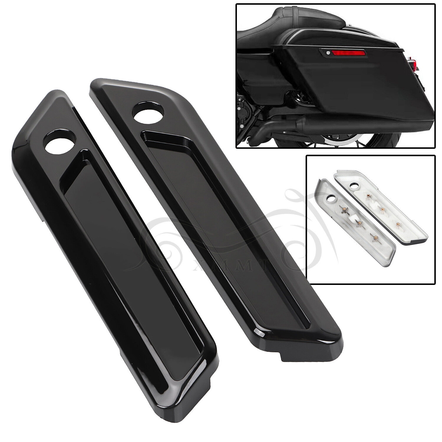 Black Hard Saddle Bags Hinge Latch Covers For Harley Street Glide ...