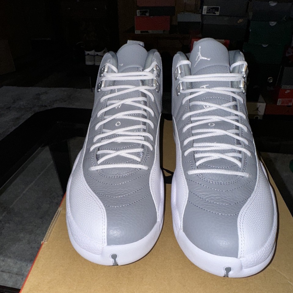Size 11.5 Air Jordan Retro 12 Men's Shoes Stealth-White-Cool Grey ...