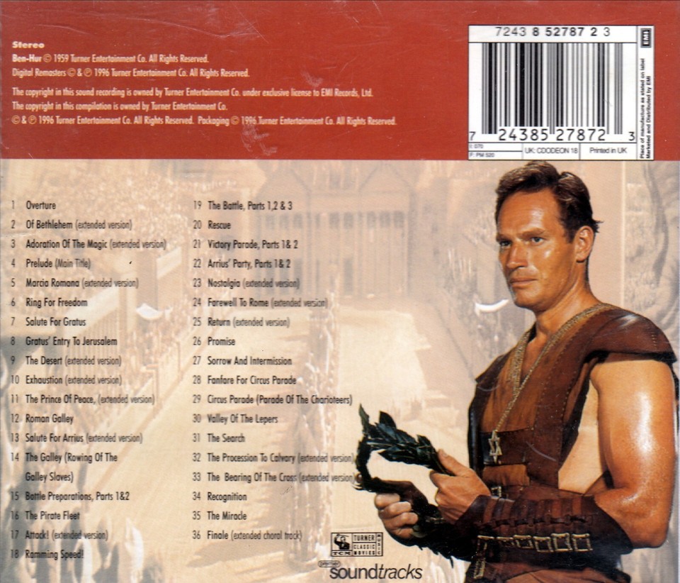 BEN HUR Miklos Rosza CD Movie Soundtrack | eBay