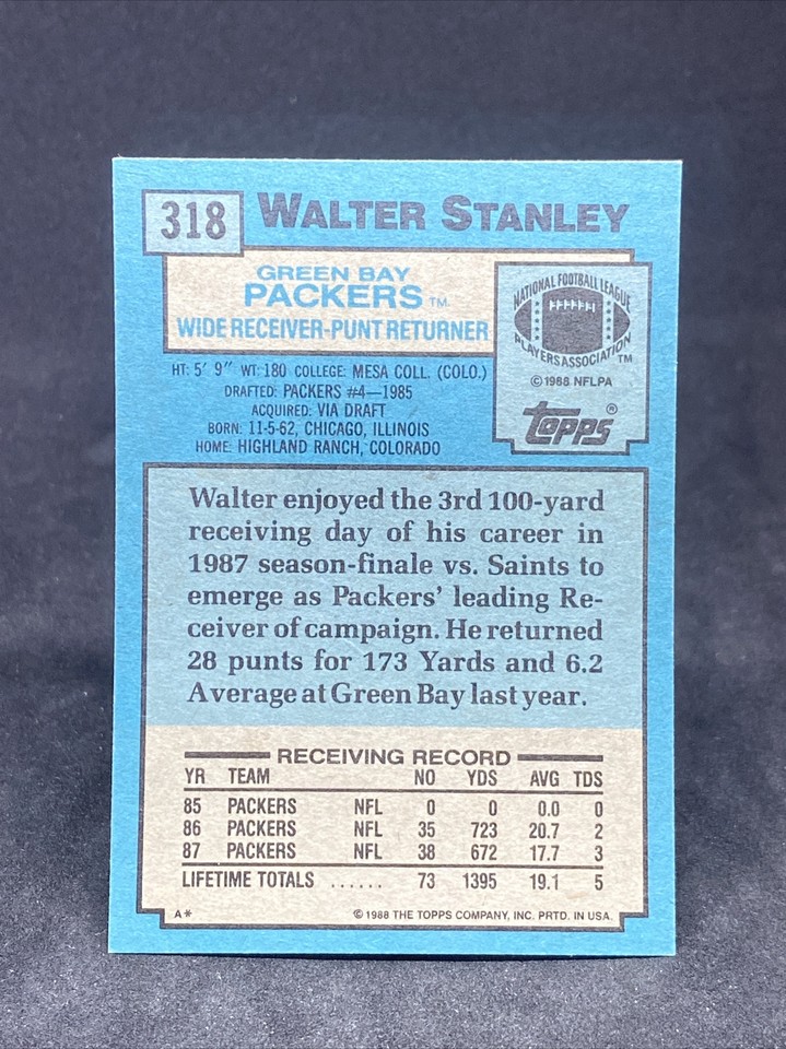 WALTER STANLEY 1988 Topps NFL Football #318 PACKERS | eBay